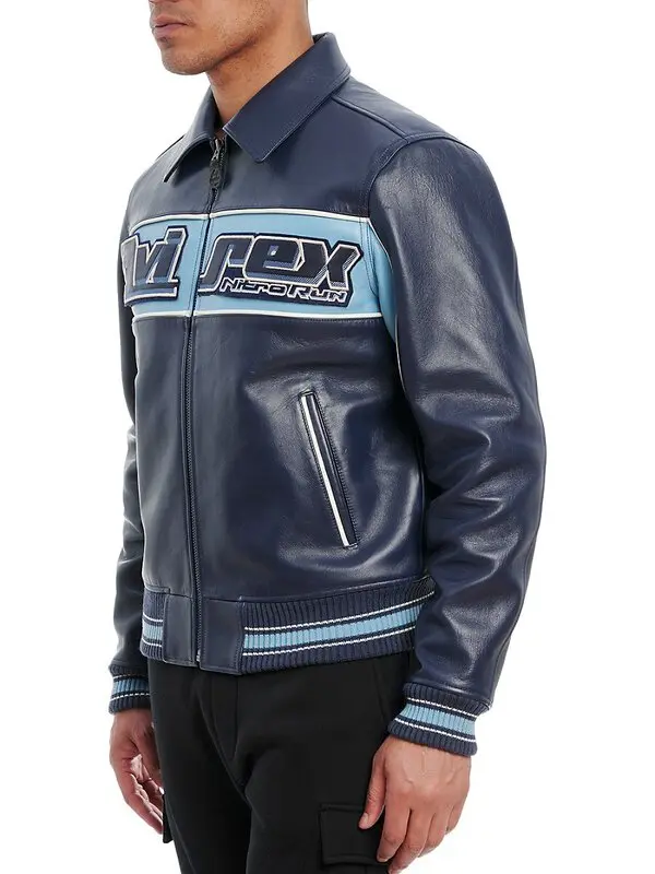 Avirex Nitro-Run Leather Jacket - Jet Black | Editorialist